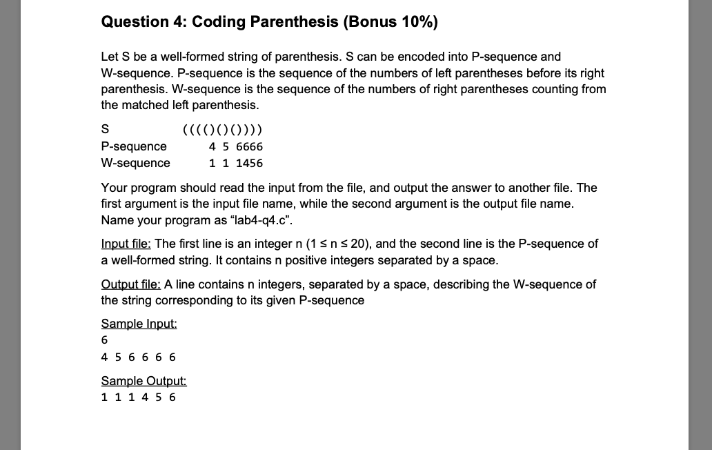 Solved Question 4: Coding Parenthesis (Bonus 10%) Let S be a | Chegg.com