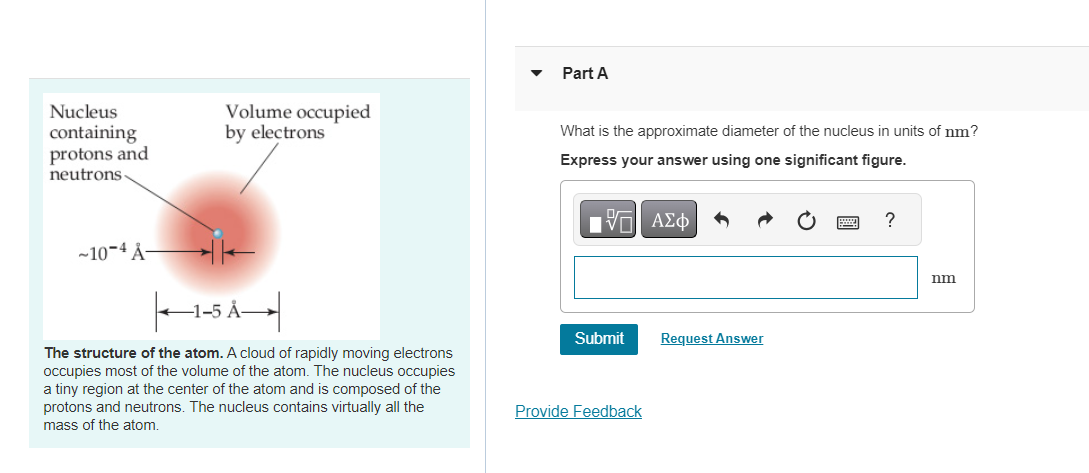 Solved What is the approximate diameter of the nucleus in | Chegg.com