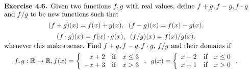 Solved Exercise 4.6. Given two functions f,g with real | Chegg.com