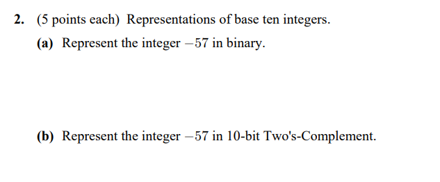 Solved 2. (5 points each) Representations of base ten | Chegg.com