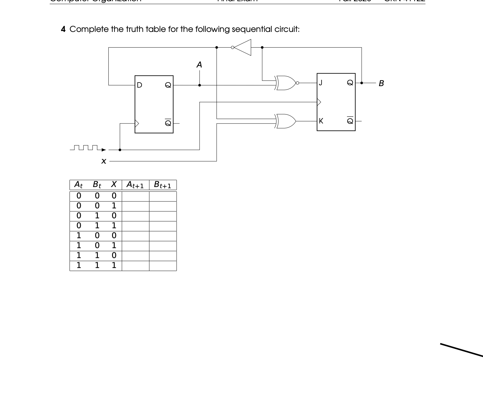 Solved 4 ﻿Complete the truth table for the following | Chegg.com