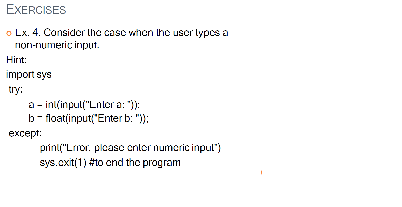 Solved EXERCISES o Ex. 4. Consider the case when the user | Chegg.com