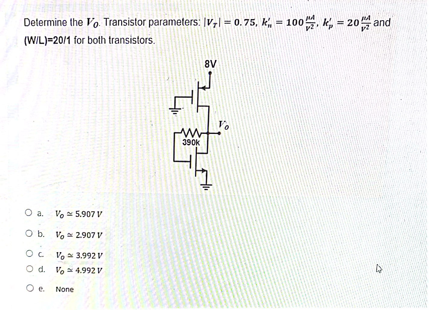 Determine the Vo. Transistor parameters: | Chegg.com