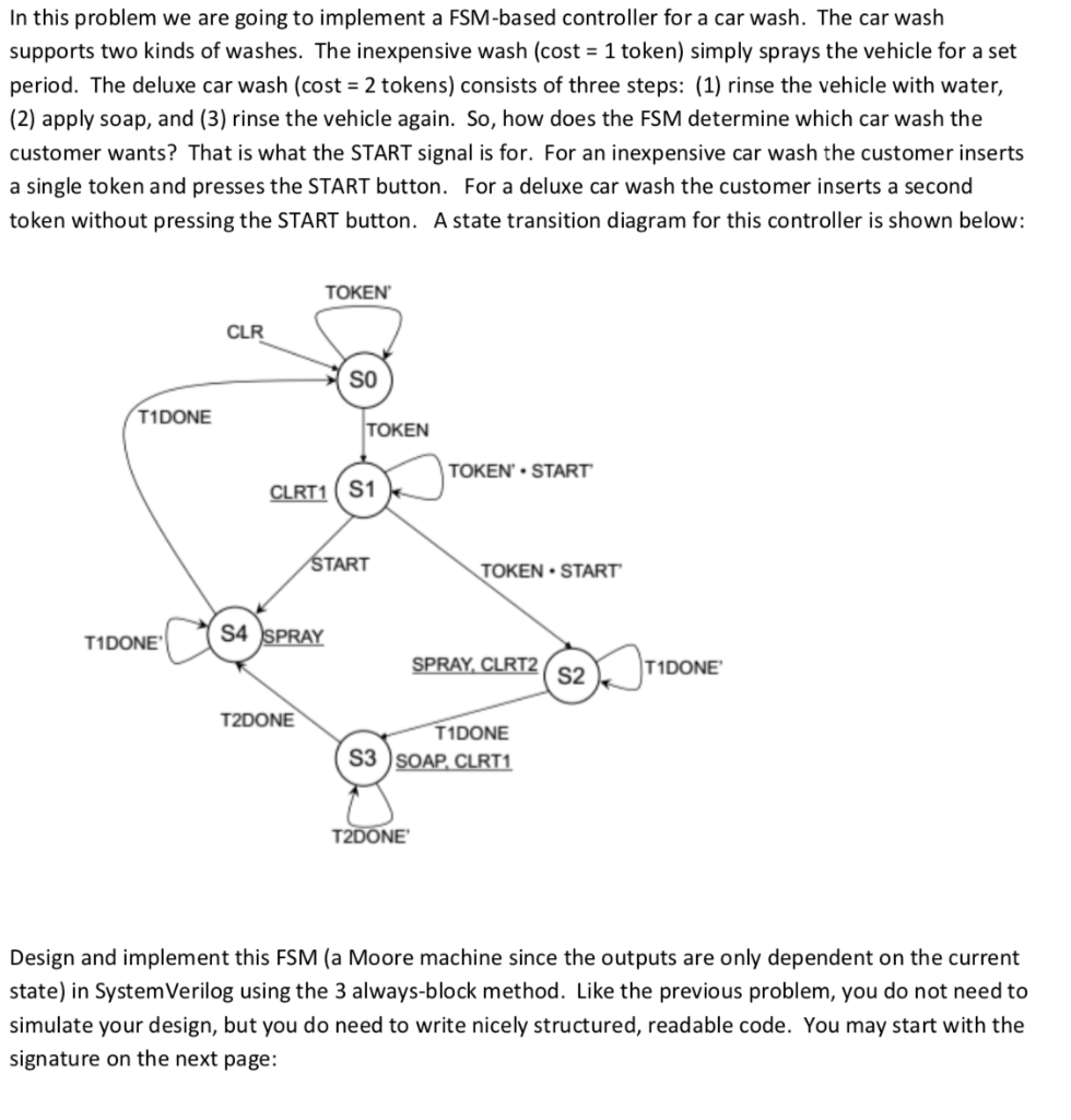 In this problem we are going to implement a FSM-based | Chegg.com
