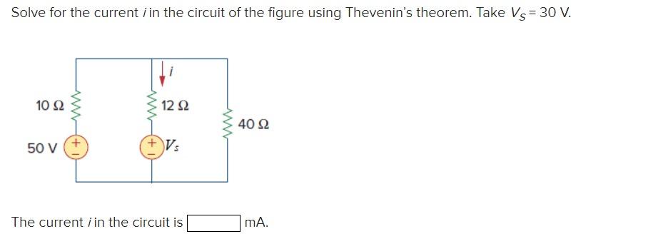 Solved Solve for the current i in the circuit of the figure | Chegg.com