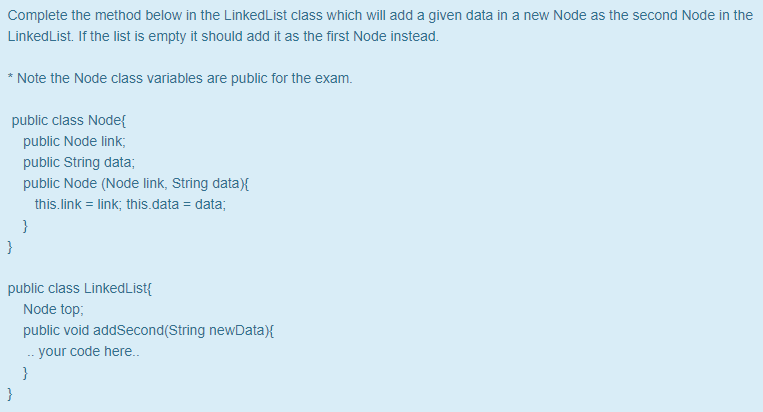 Solved Complete The Method Below In The Linkedlist Class