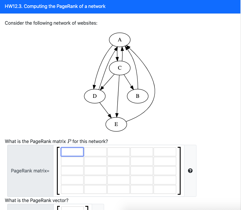 Solved HW12.3. Computing the PageRank of a network Consider | Chegg.com