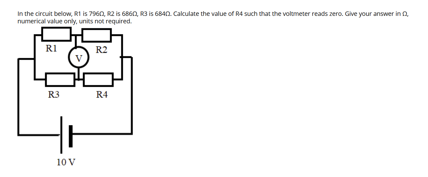 Solved In the circuit below, R1 is 796Ω,R2 is 686Ω,R3 is | Chegg.com