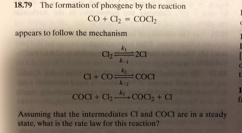 Solved 18.79 The formation of phosgene by the reaction | Chegg.com