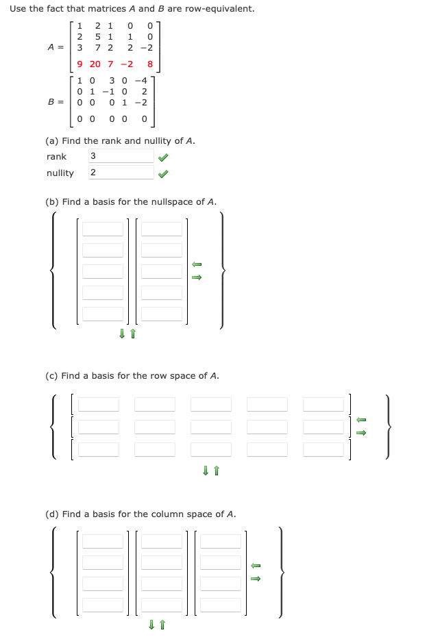 Solved Use the fact that matrices A and B are | Chegg.com