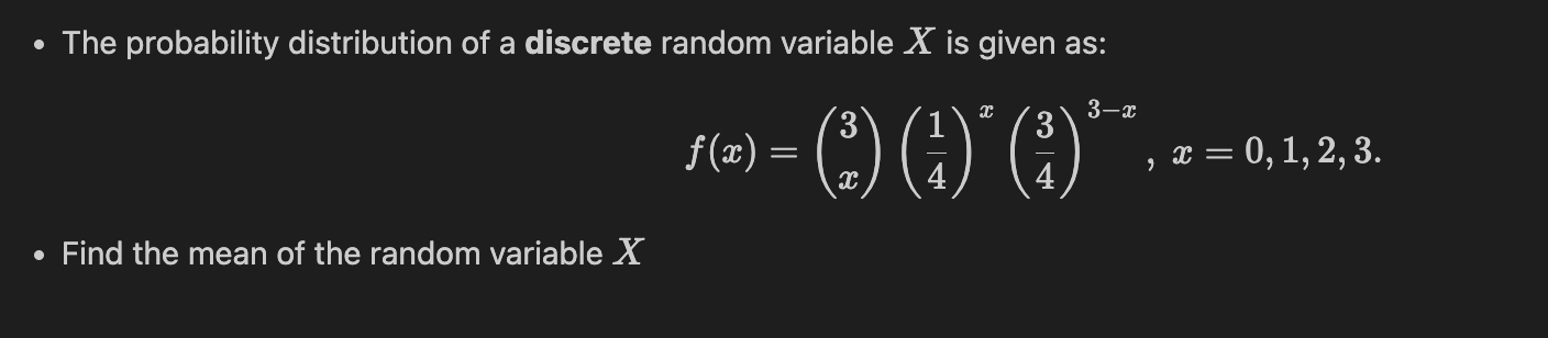 Solved • The probability distribution of a discrete random | Chegg.com