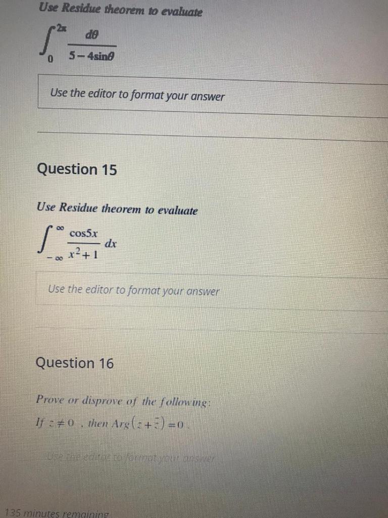 Solved Use Residue theorem to evaluate de 5 0 5- 4sing Use | Chegg.com