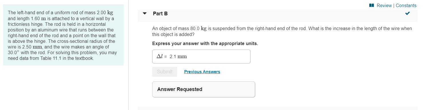 Solved The left-hand end of a uniform rod of mass 2.00 kgkg | Chegg.com