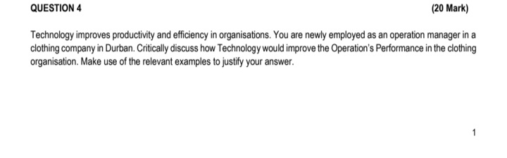 Solved Technology improves productivity and efficiency in | Chegg.com