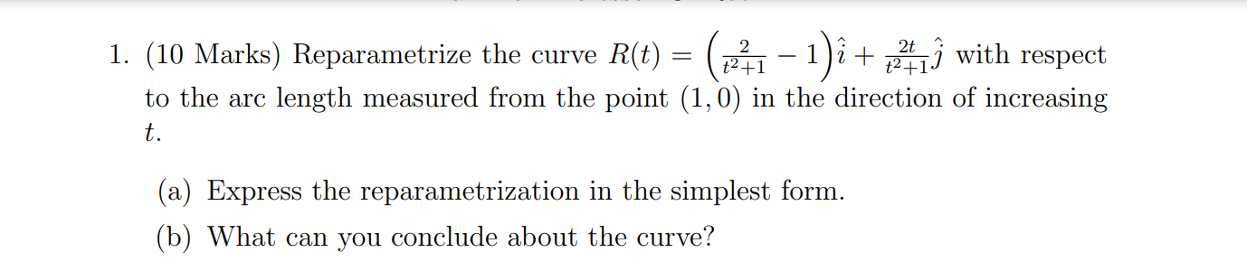 Solved t to the arc length measured from the point (1,0) in | Chegg.com