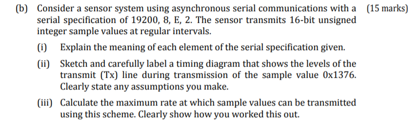 (15 marks) (b) Consider a sensor system using | Chegg.com