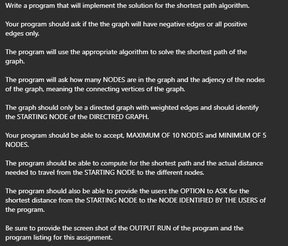 Solved Write a program that will implement the solution for | Chegg.com
