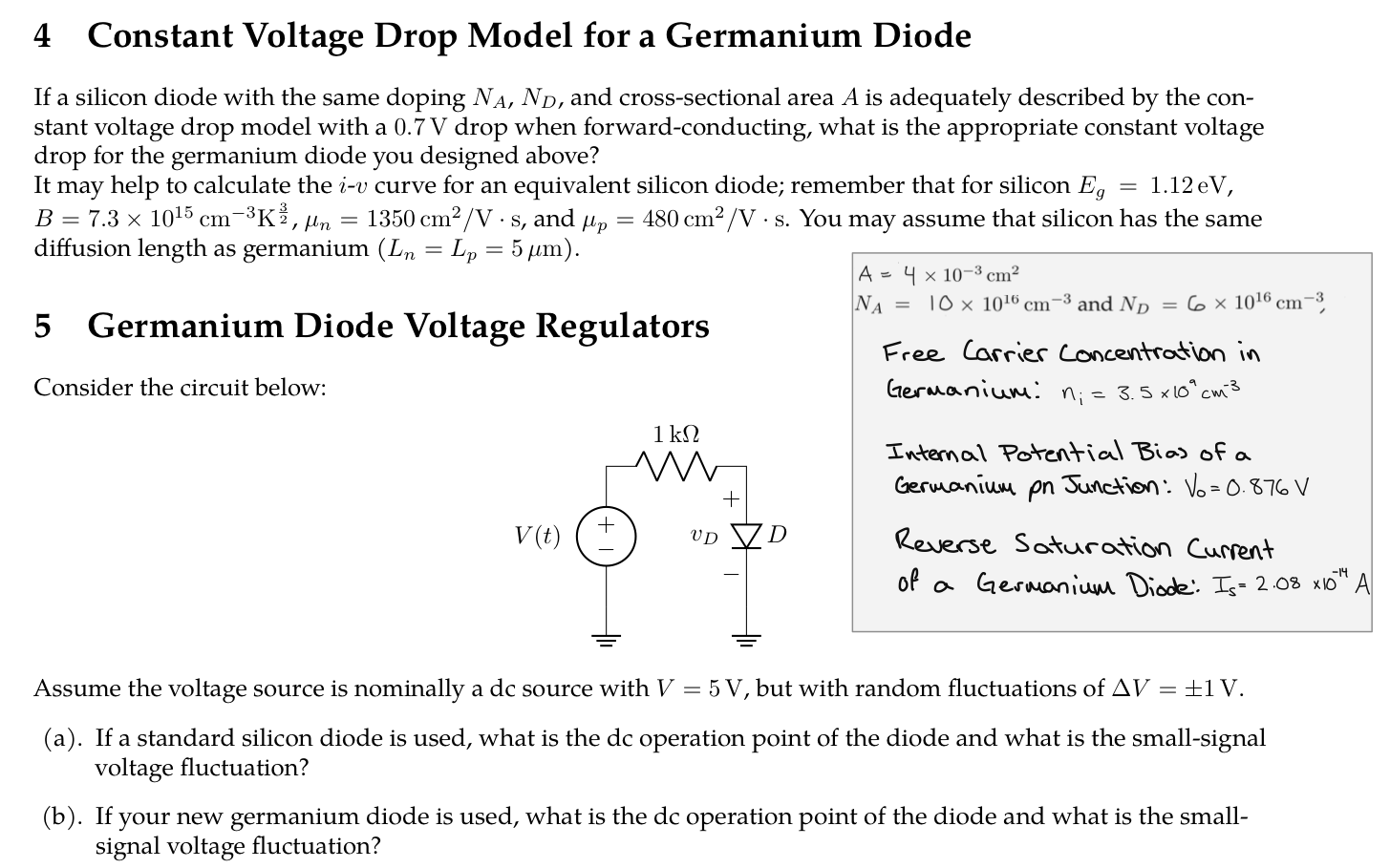 Solved 4 Constant Voltage Drop Model for a Germanium Diode | Chegg.com