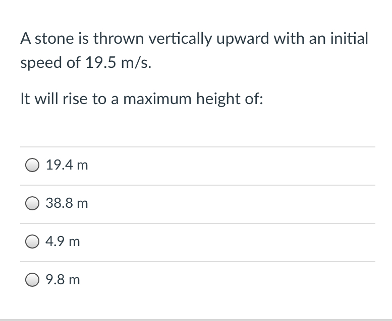 Solved: A Stone Is Thrown Vertically Upward With An Initia... | Chegg.com