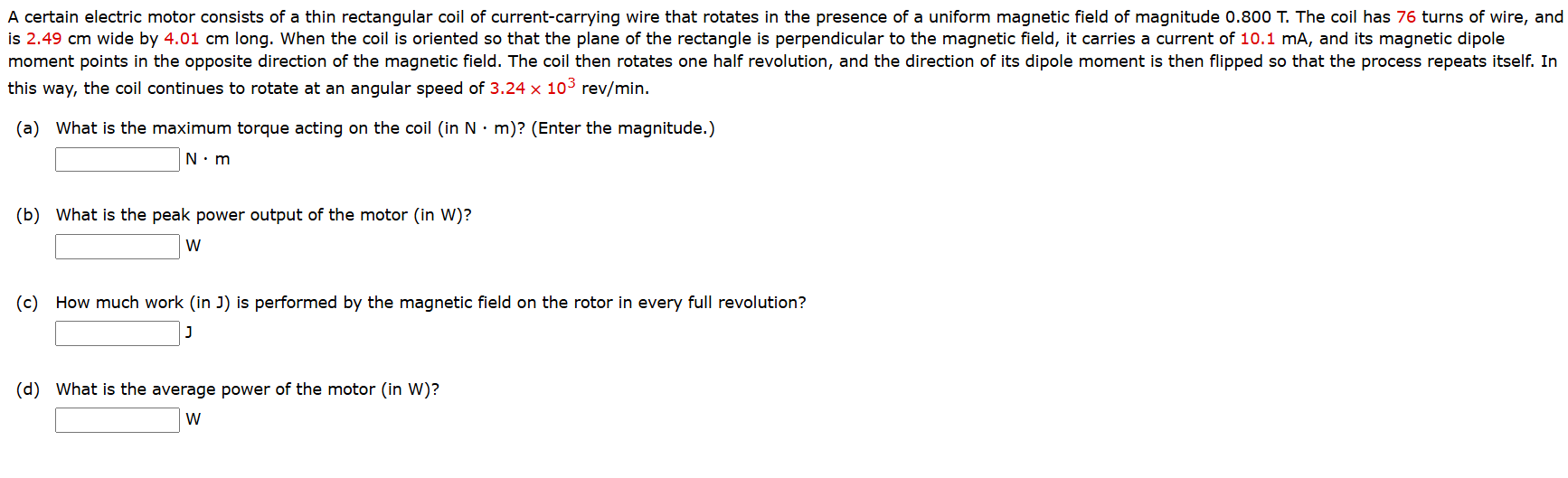 Solved A certain electric motor consists of a thin | Chegg.com