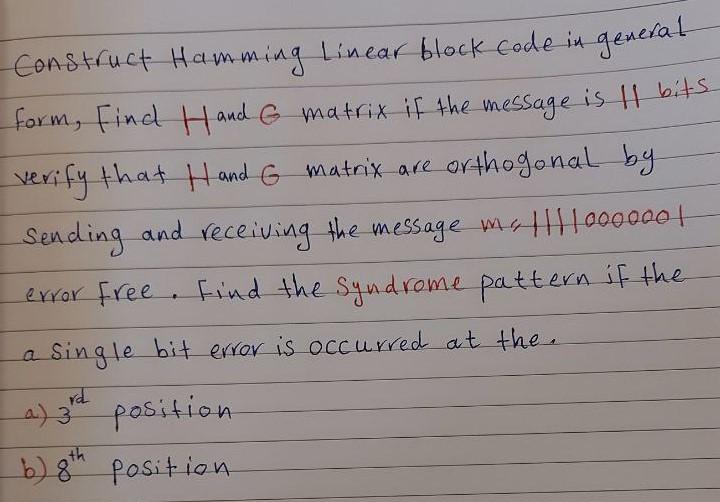 Solved note : my subject is Essentials of error- control | Chegg.com
