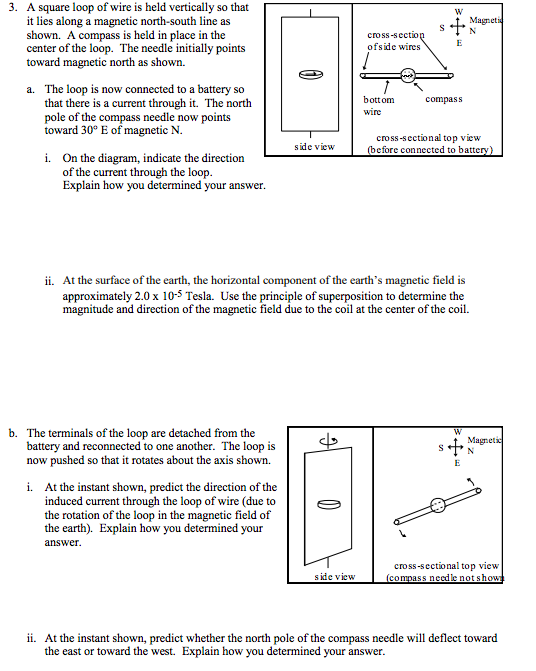Solved W 3. A square loop of wire is held vertically so that | Chegg.com