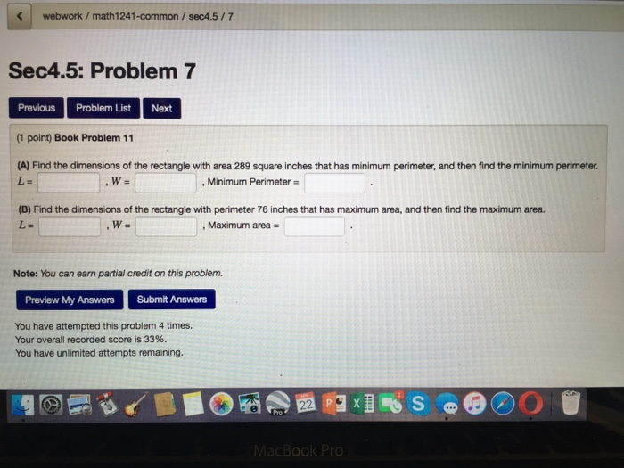 Solved , webwork / math 1241-common /sec4.5/7 Sec4.5: | Chegg.com