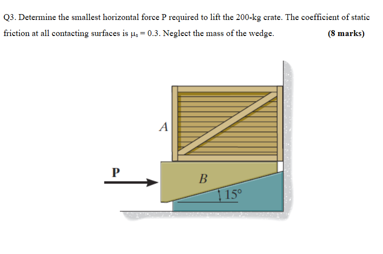 Solved Q3. Determine the smallest horizontal force P | Chegg.com