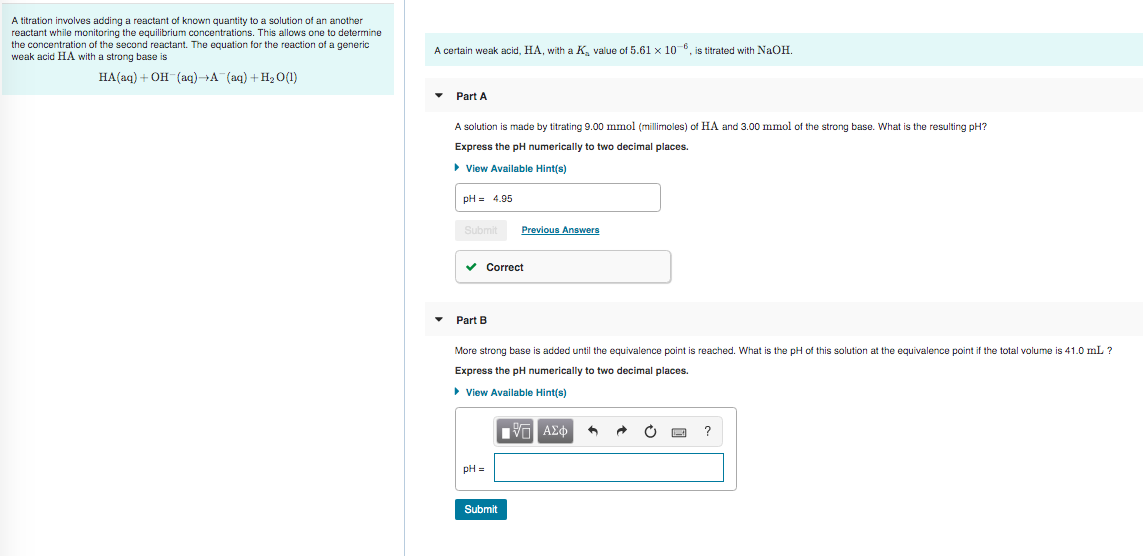 Solved foring the act A titration involves adding a reactant | Chegg.com