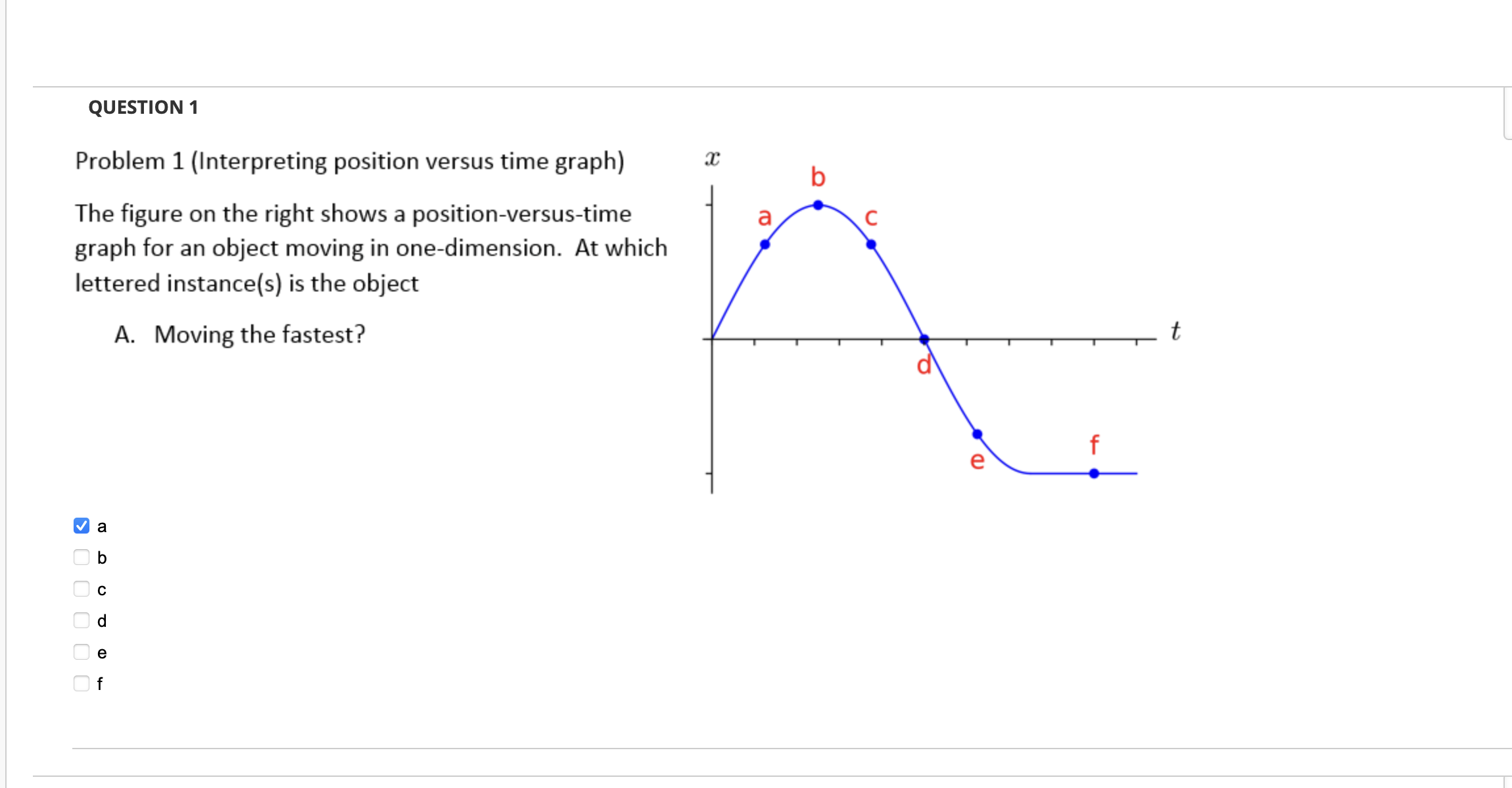 QUESTION 1Problem 1 (Interpreting position versus | Chegg.com