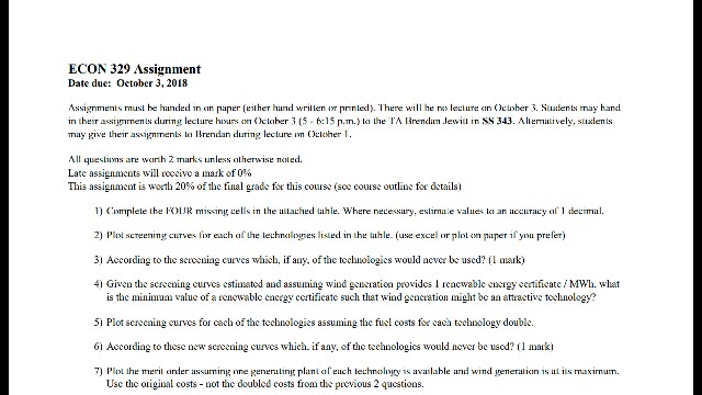 Econ 329 Assignment Date Due October 3 2018 Chegg