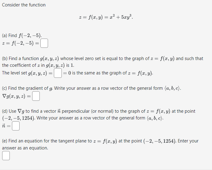 Solved Consider the function z=f(x,y)=x2+5xy3 (a) Find | Chegg.com