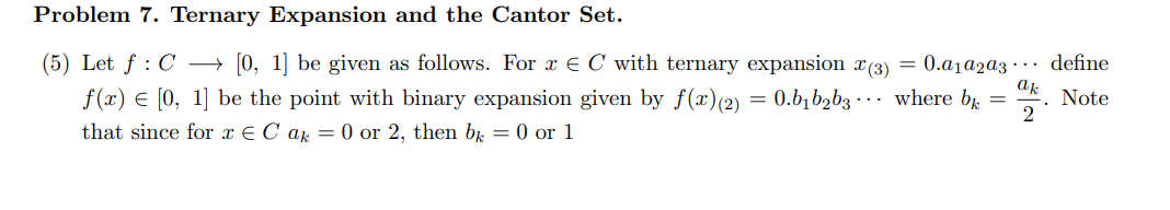 Problem 7. Ternary Expansion and the Cantor Set. (5) | Chegg.com