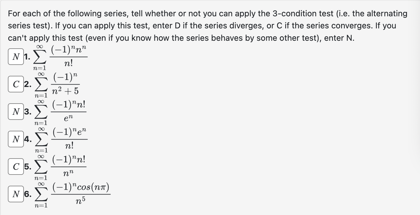 Solved For each of the following series, tell whether or not | Chegg.com