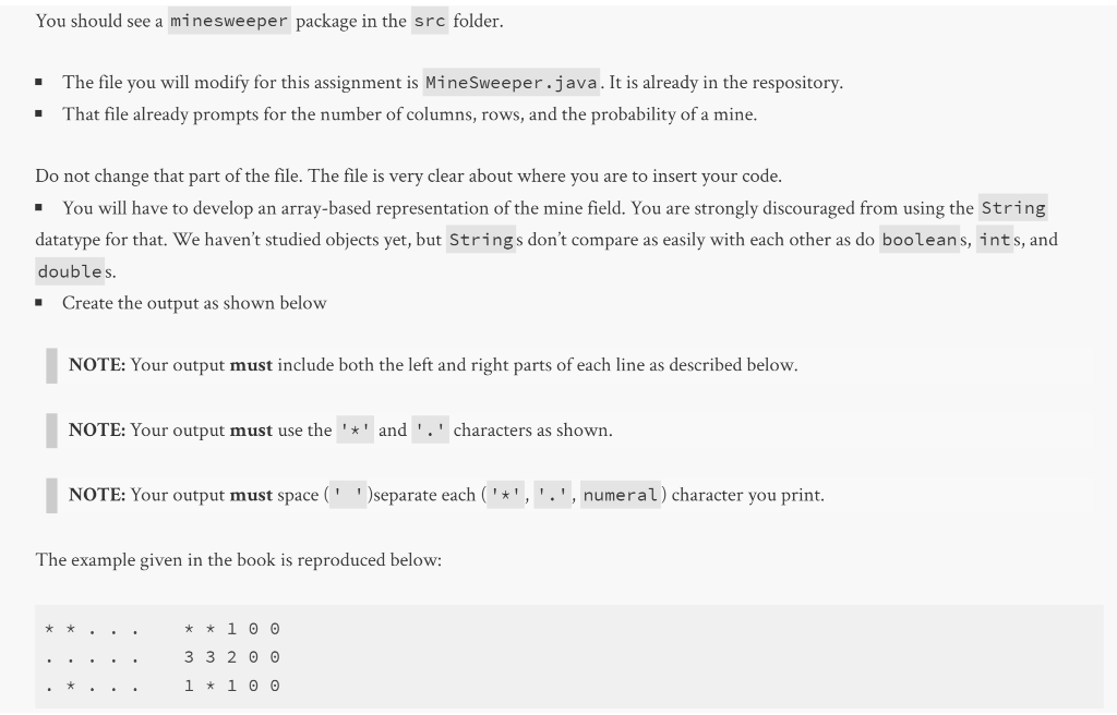 You should see a minesweeper package in the src | Chegg.com