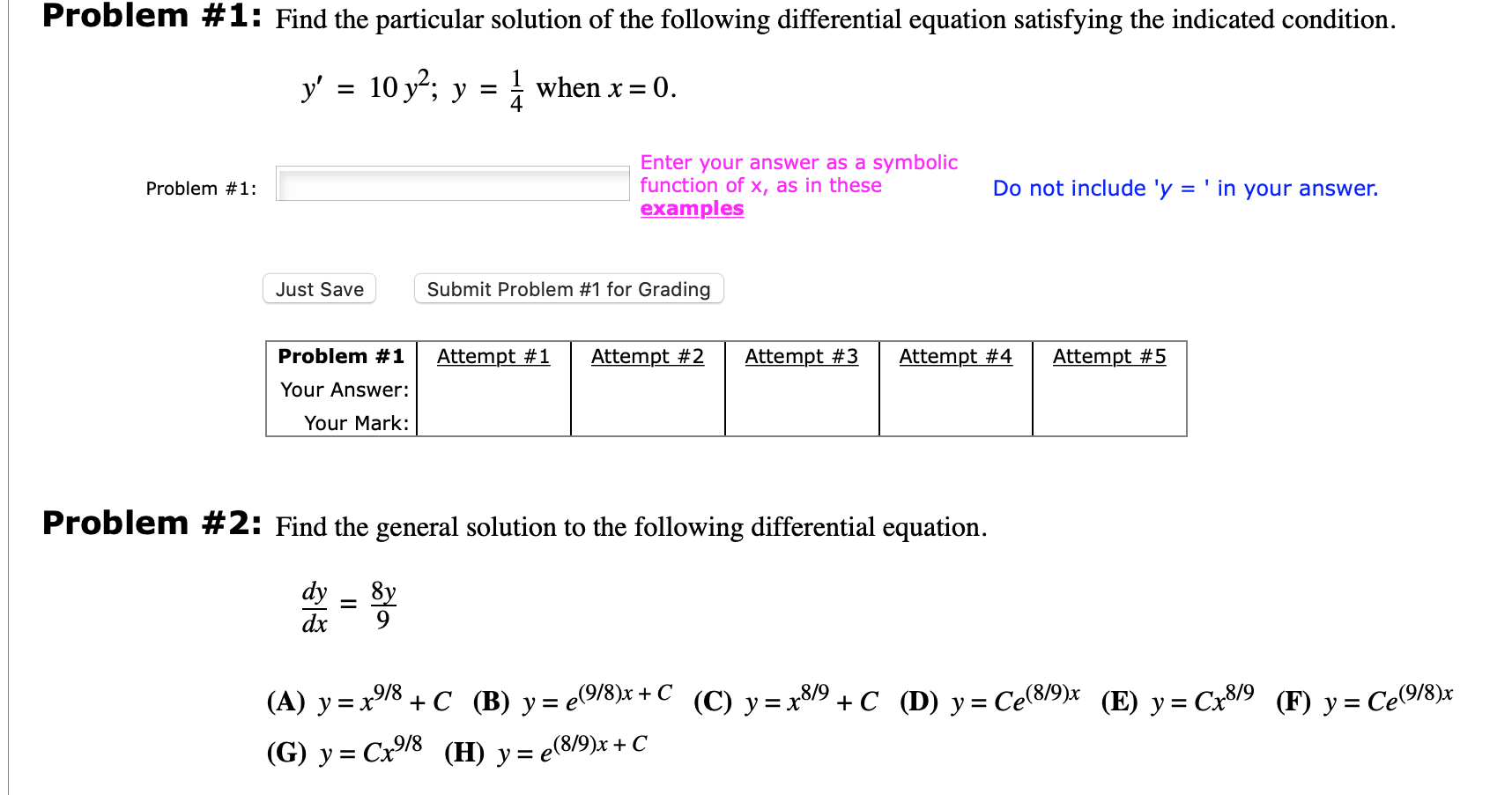 Solved Problem #1: Find the particular solution of the | Chegg.com