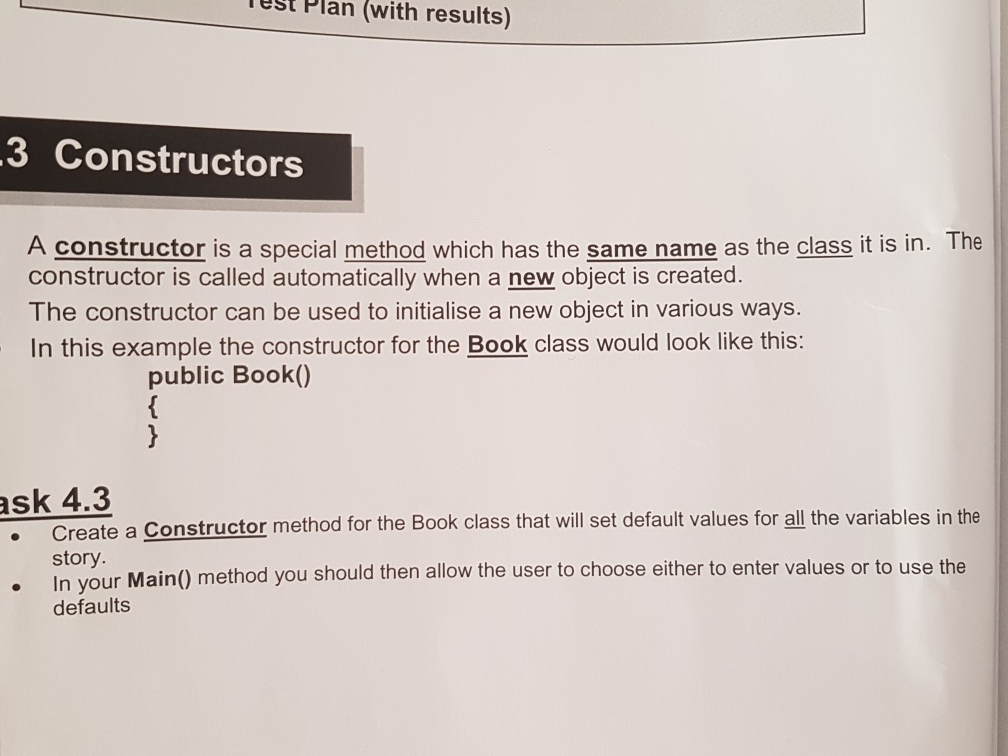 Solved est Plan (with results) 3 Constructors A constructor | Chegg.com