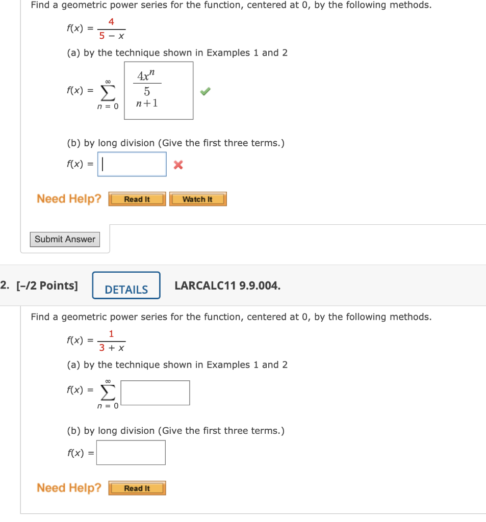 Solved Find a geometric power series for the function, | Chegg.com