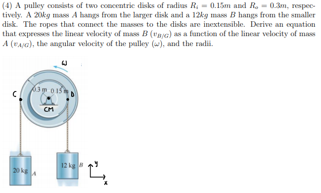 Solved (4) A pulley consists of two concentric disks of | Chegg.com