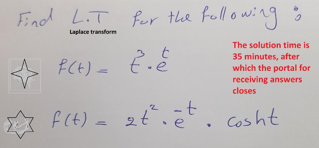 Solved Find Lit for the following : Laplace transform ☆ | Chegg.com