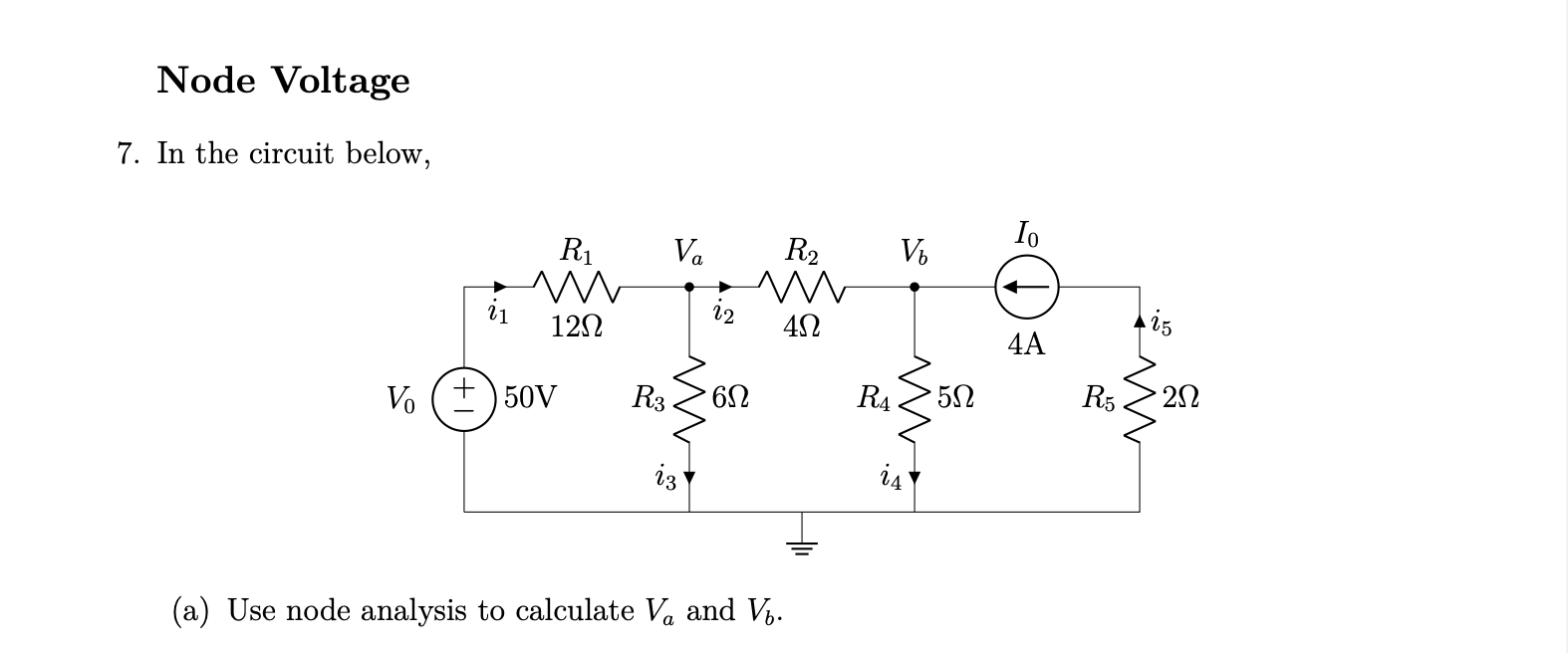 Solved Node Voltage7. ﻿In the circuit below,(a) ﻿Use node | Chegg.com