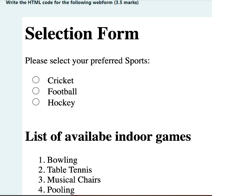 Solved Write the HTML code for the following webform (3.5 | Chegg.com