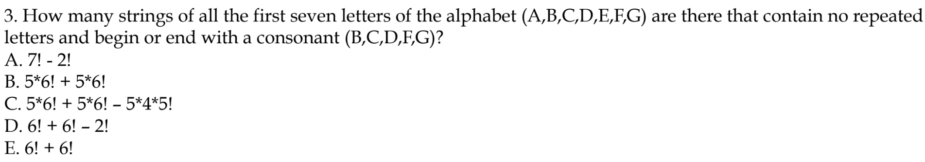 Solved 3. How many strings of all the first seven letters of | Chegg.com