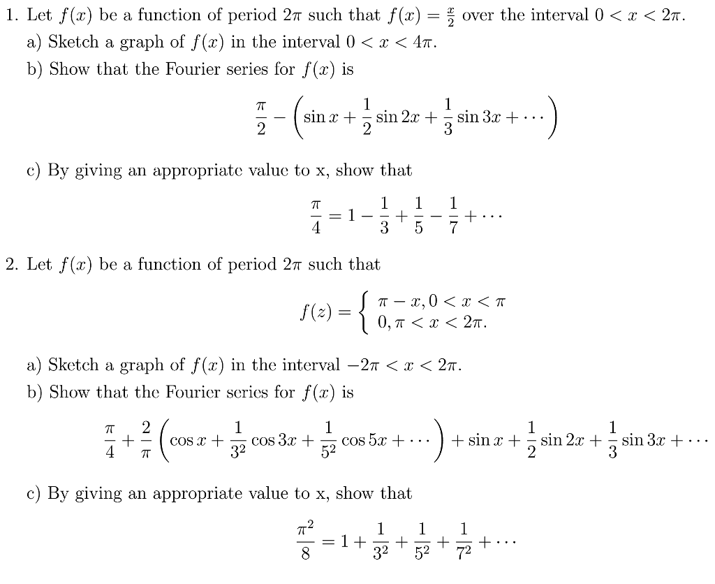 Solved I. Let f(x) be a function of period 2π such that f(x) | Chegg.com