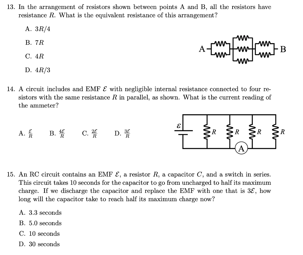 Solved 13. In the arrangement of resistors shown between | Chegg.com