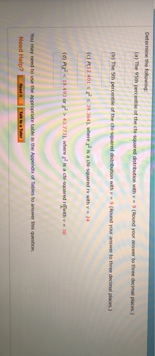 Solved Determine the following: (a) The 95th percentile of | Chegg.com