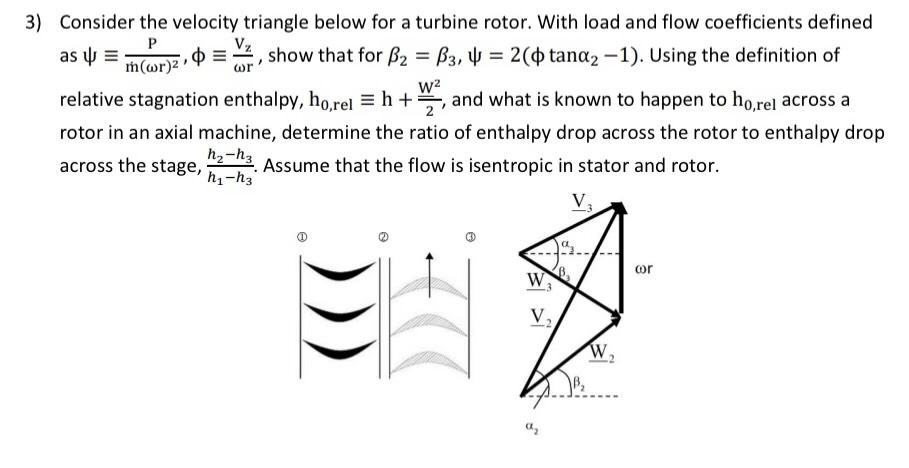 Solved Consider the velocity triangle below for a turbine | Chegg.com