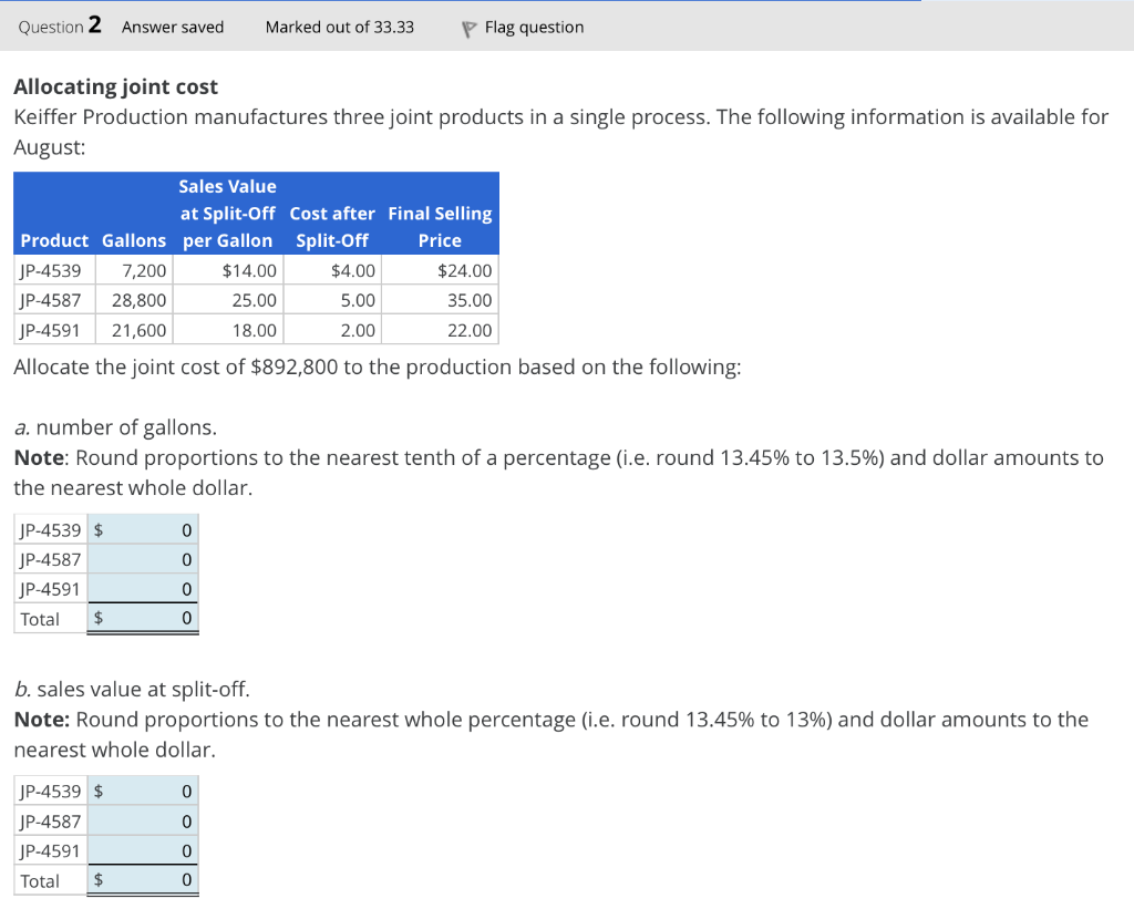 Solved Allocating joint cost Keiffer Production manufactures | Chegg.com