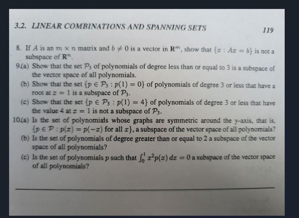 Solved 3.2. LINEAR COMBINATIONSAND SPANNING SETS 119 8. If A | Chegg.com