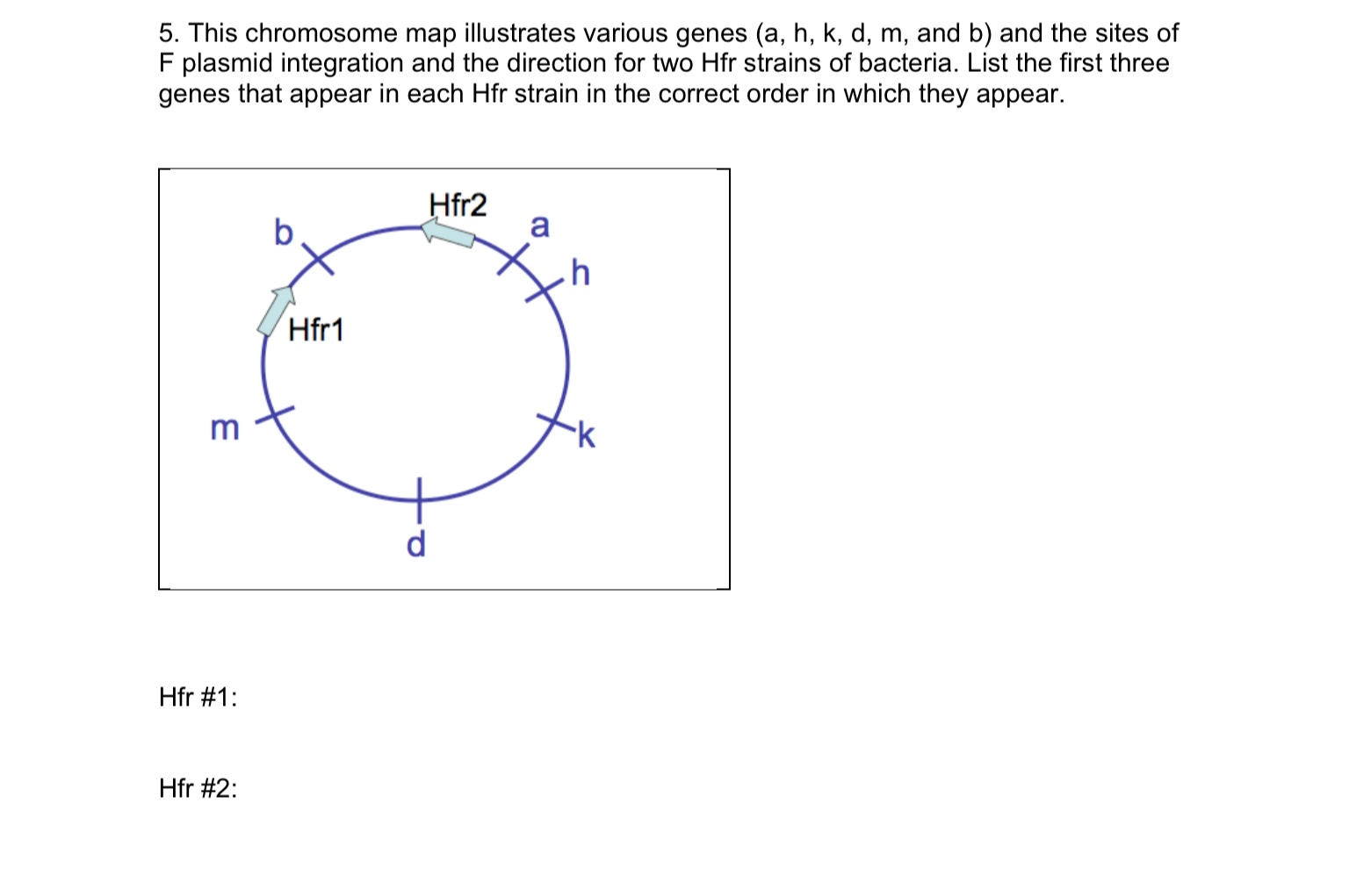 Solved 5. This chromosome map illustrates various genes (a, | Chegg.com